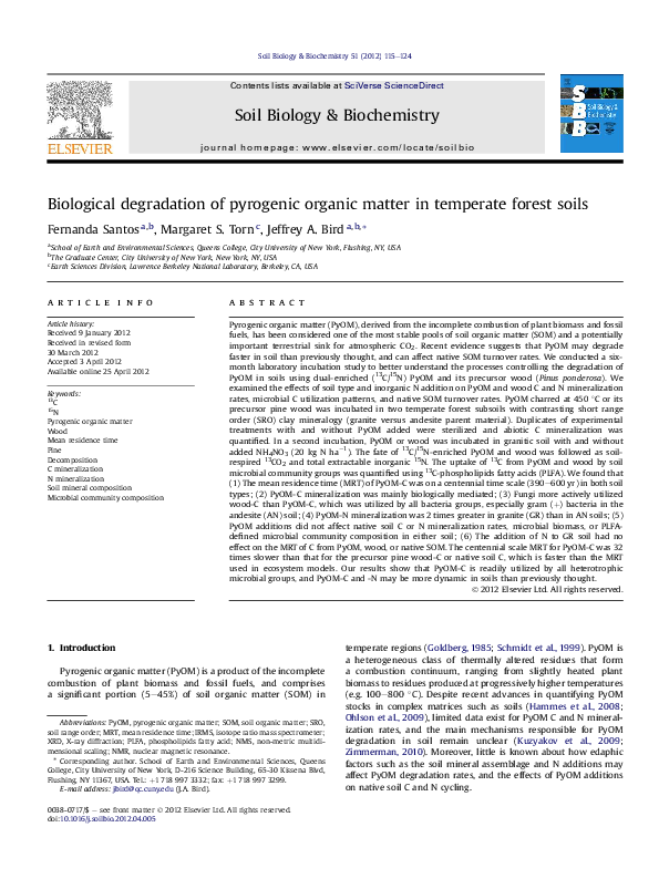 (PDF) Biological degradation of pyrogenic organic matter in temperate forest soils