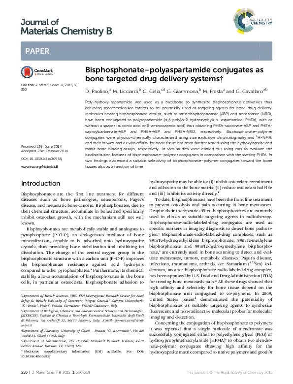 (PDF) Bisphosphonate–polyaspartamide conjugates as bone targeted drug ...