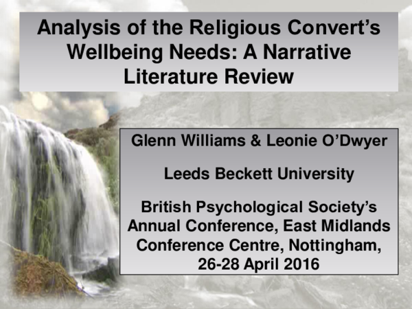 (PDF) Analysis of the Religious Convert's Wellbeing Needs: A Narrative ...