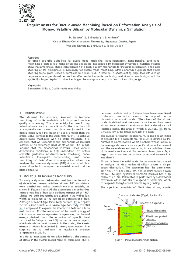 Pdf Requirements For Ductile Mode Machining Based On Deformation