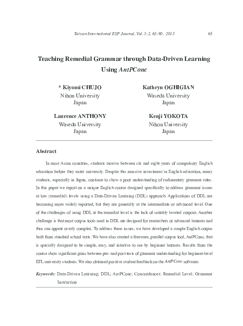 (PDF) Teaching Remedial Grammar through Data-Driven Learning Using AntPConc