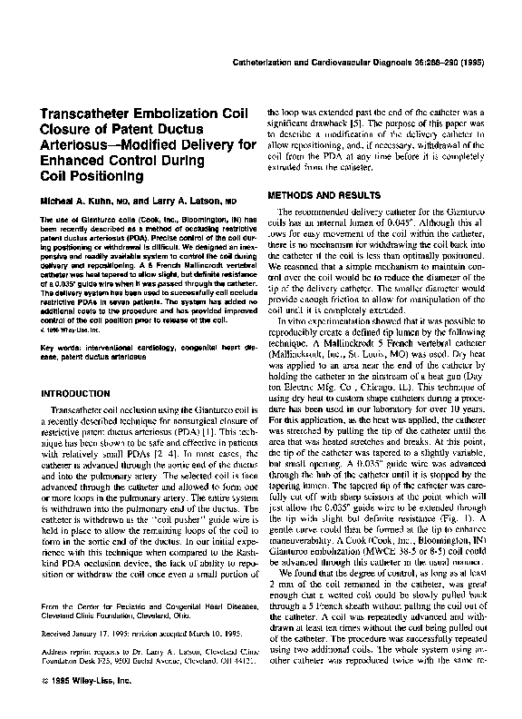 (PDF) Transcatheter embolization coil closure of patent ductus ...