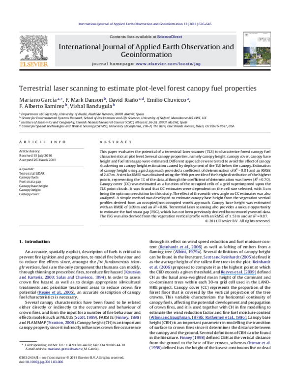 (PDF) Terrestrial laser scanning to estimate plot-level forest canopy fuel properties