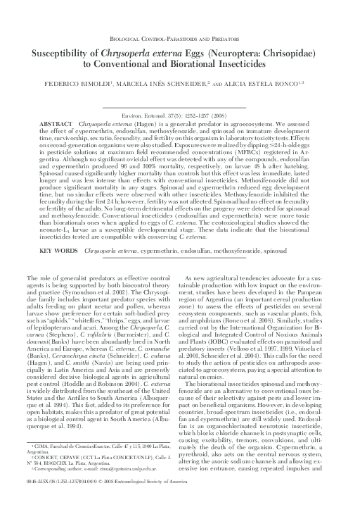 (PDF) Susceptibility of Chrysoperla externa Eggs (Neuroptera: Chrisopidae) to Conventional and ...