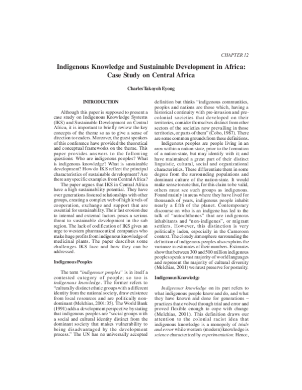 (PDF) Indigenous knowledge and sustainable development in Africa: case ...