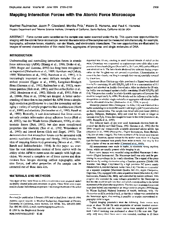 (PDF) Mapping interaction forces with the atomic force microscope