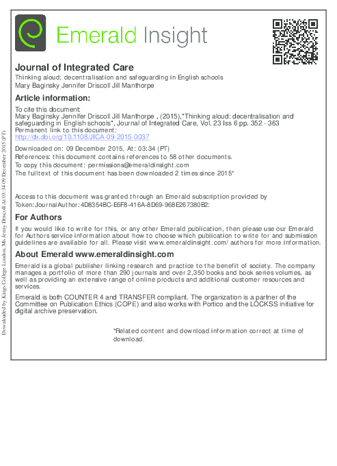 (PDF) Journal of Integrated Care Article information