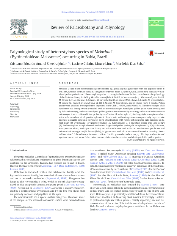 (PDF) Palynological study of heterostylous species of Melochia L ...