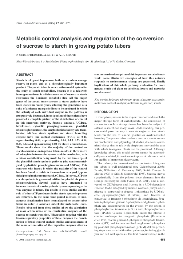 (PDF) Metabolic control analysis and regulation of the conversion of ...
