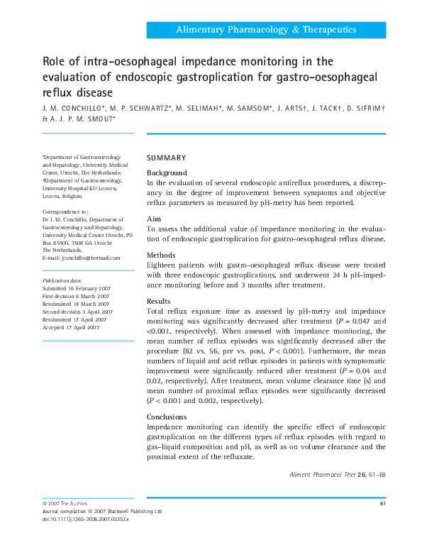 (PDF) Role of intra-oesophageal impedance monitoring in the evaluation ...