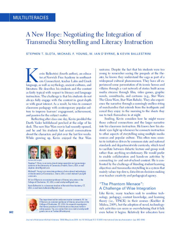 (PDF) A New Hope: Negotiating the Integration of Transmedia ...