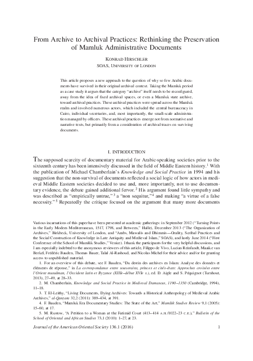 (PDF) From Archive to Archival Practices. Rethinking the Preservation ...