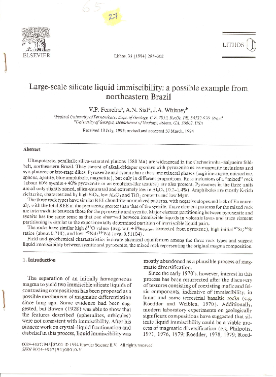 (PDF) Large-scale silicate liquid immiscibility: a possible example ...