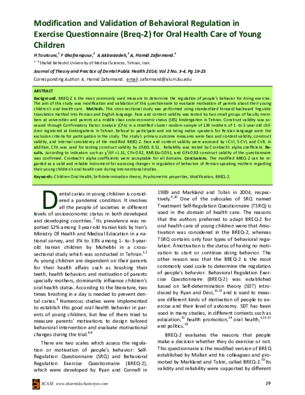 (PDF) Modification and Validation of Behavioral Regulation in Exercise ...