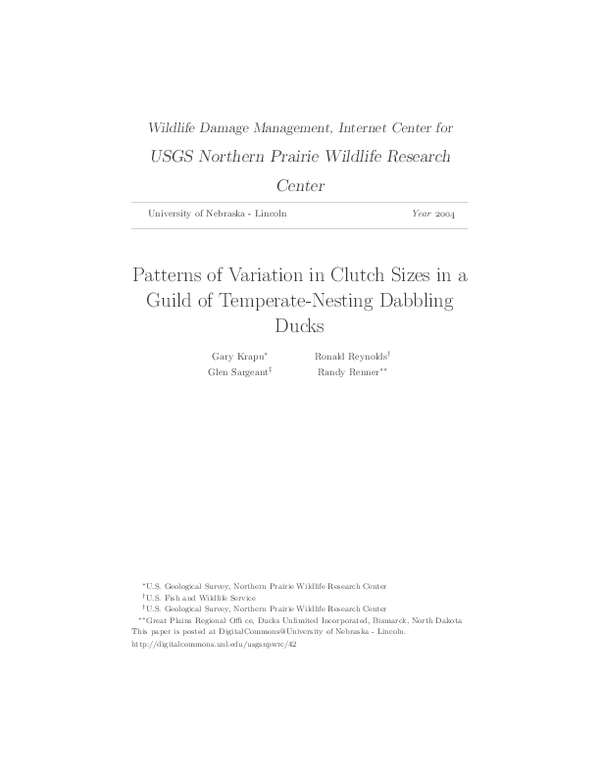 (PDF) Patterns of Variation in Clutch Sizes in a Guild of Temperate ...