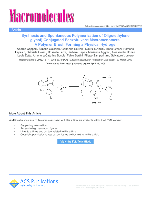 (PDF) Synthesis and Spontaneous Polymerization of Oligo(ethylene glycol ...