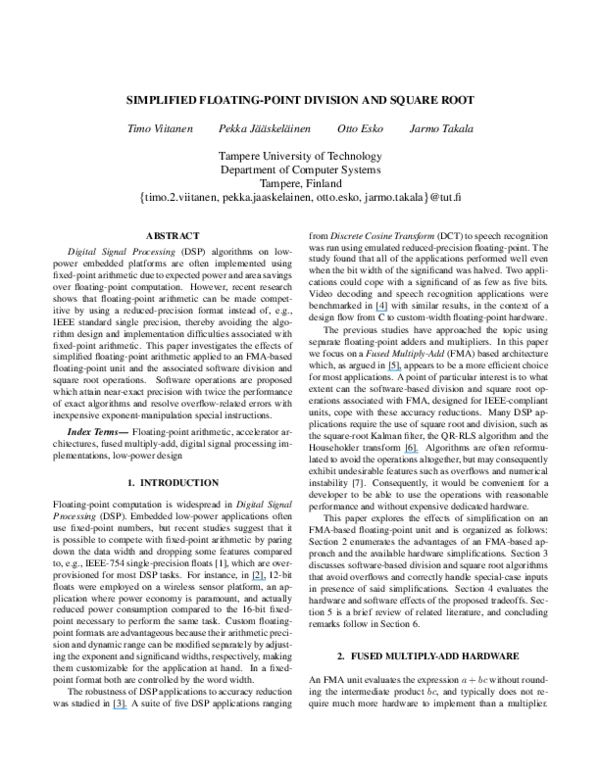 PDF Simplified Floating point Division And Square Root Jarmo Takala Academia edu pdf-simplified-floating-point-division-and-square-root-jarmo-takala-academia-edu
