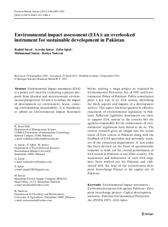 PDF Environmental Impact Assessment EIA An Overlooked Instrument pdf-environmental-impact-assessment-eia-an-overlooked-instrument