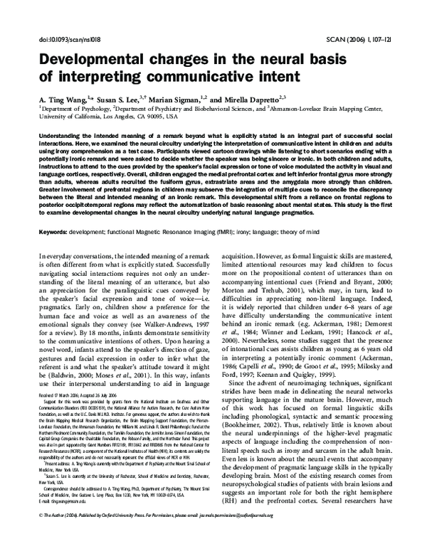 (PDF) Developmental changes in the neural basis of interpreting ...