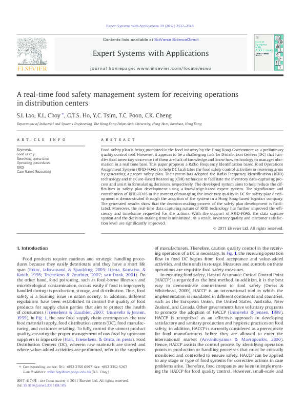 (PDF) A real-time food safety management system for receiving ...