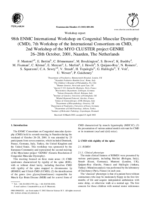 (PDF) 98th ENMC International Workshop on Congenital Muscular Dystrophy ...