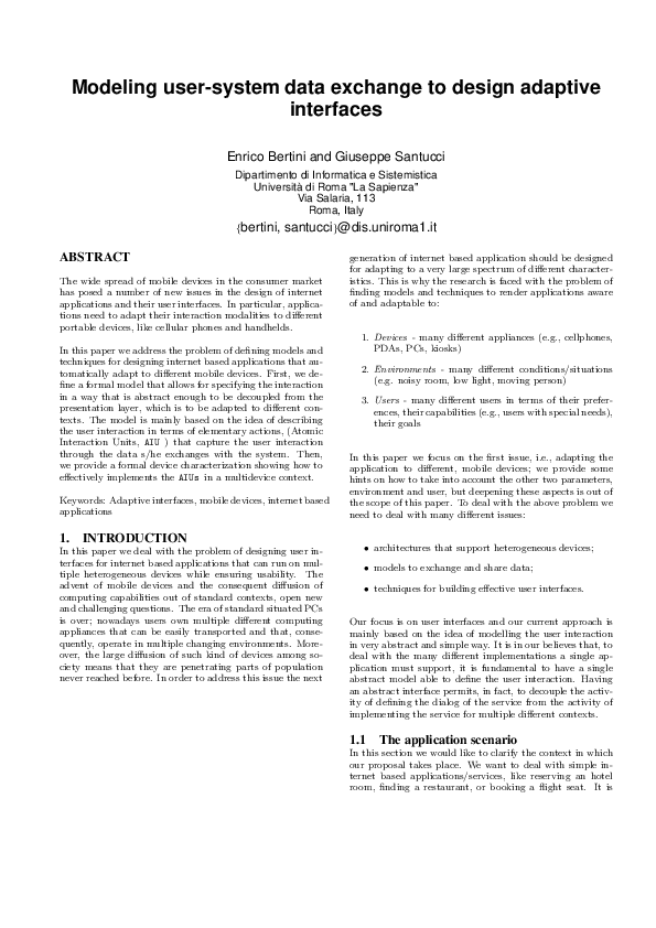 (PDF) Modeling user-system data exchange to design adaptive interfaces