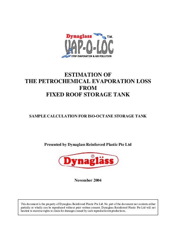 (PDF) ESTIMATION OF THE PETROCHEMICAL EVAPORATION LOSS FROM FIXED ROOF ...