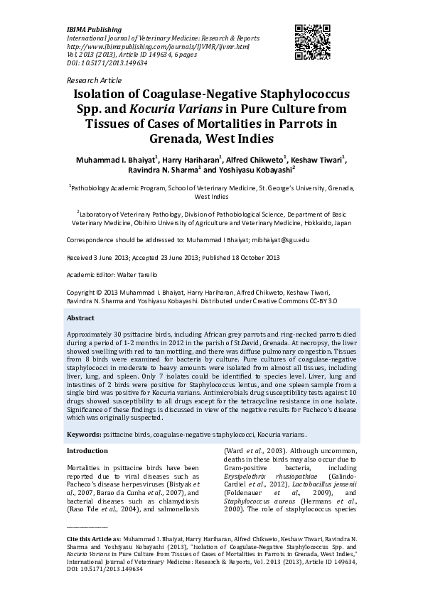 (PDF) Isolation of Coagulase-Negative Staphylococcus Spp. And Kocuria ...