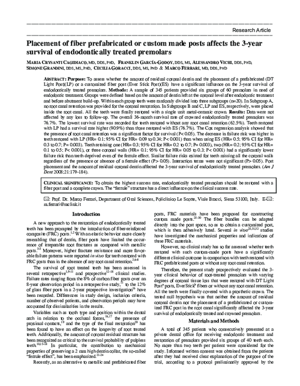 (PDF) Placement of fiber prefabricated or custom made posts affects the ...