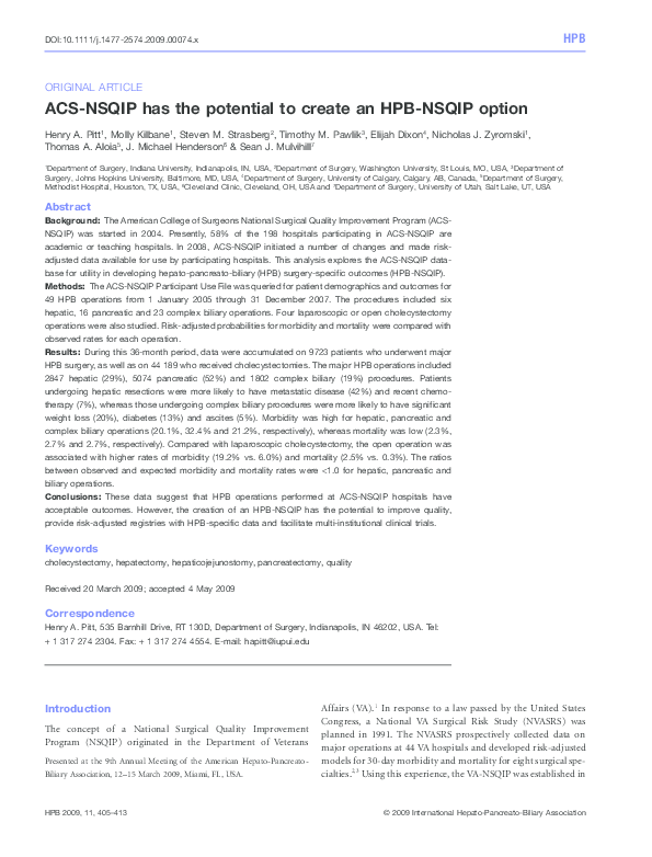 (PDF) ACS-NSQIP has the potential to create an HPB-NSQIP option