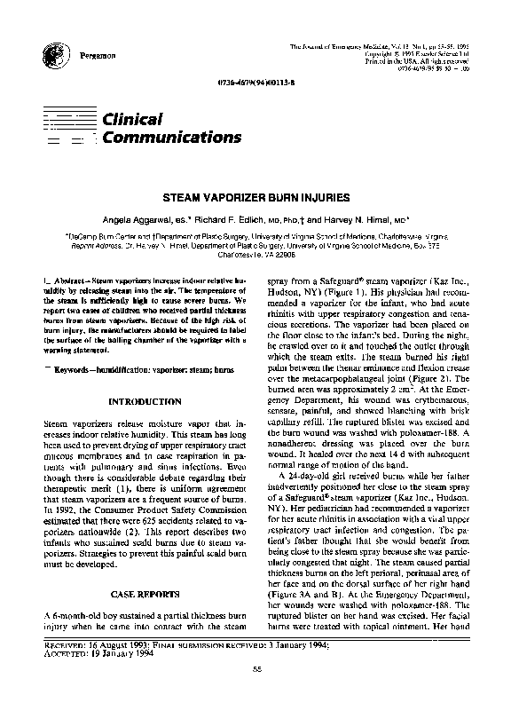 (PDF) Steam vaporizer burn injuries