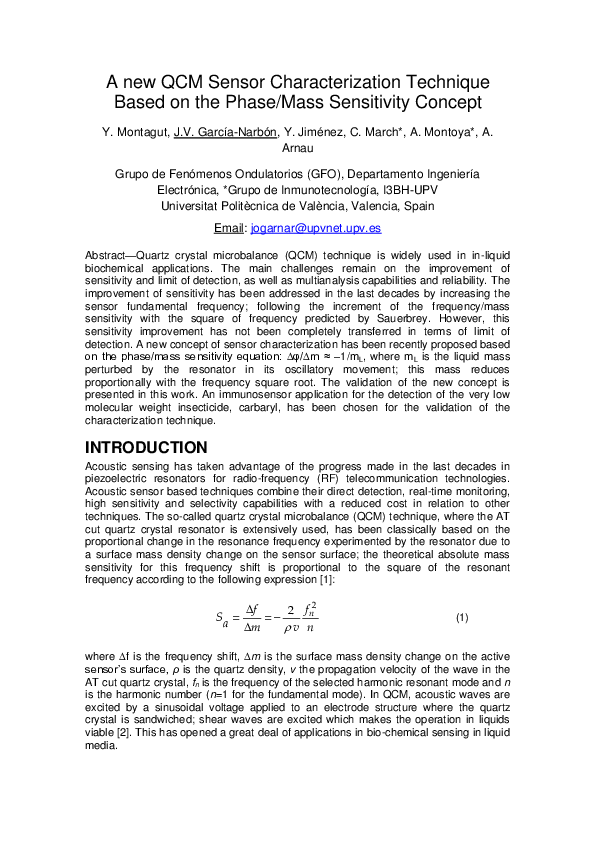 (PDF) A new QCM sensor characterization technique based on the phase ...