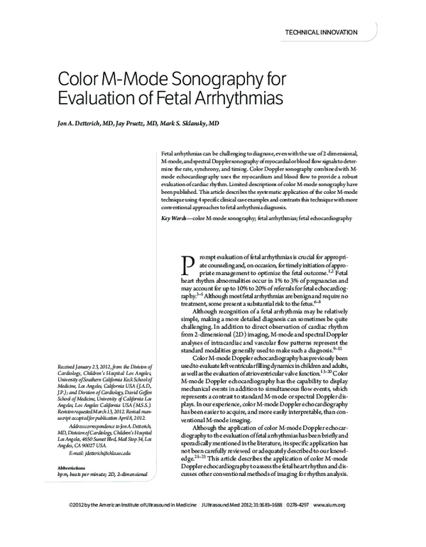 (PDF) Color M-mode sonography for evaluation of fetal arrhythmias