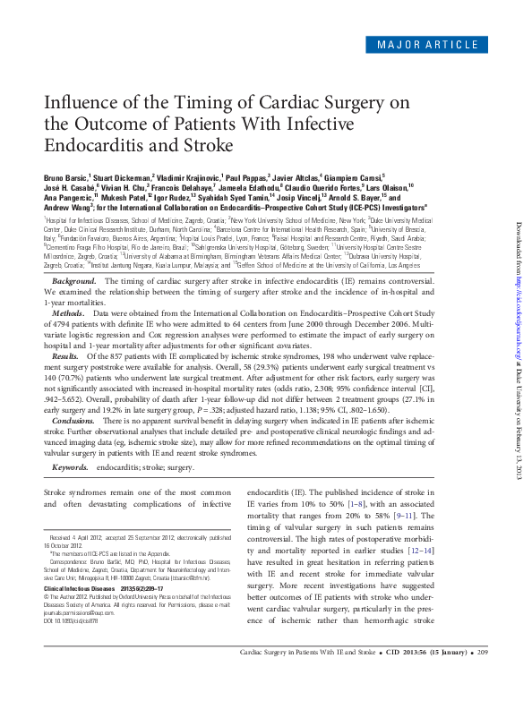 (PDF) The timing of surgery influences mortality and morbidity in adults with severe complicated ...