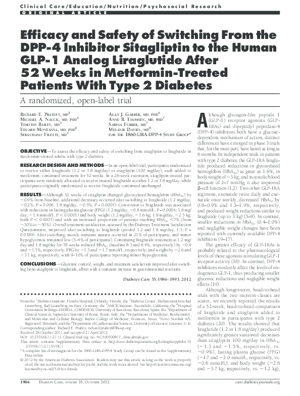 (PDF) Efficacy and Safety of Switching From the DPP-4 Inhibitor ...