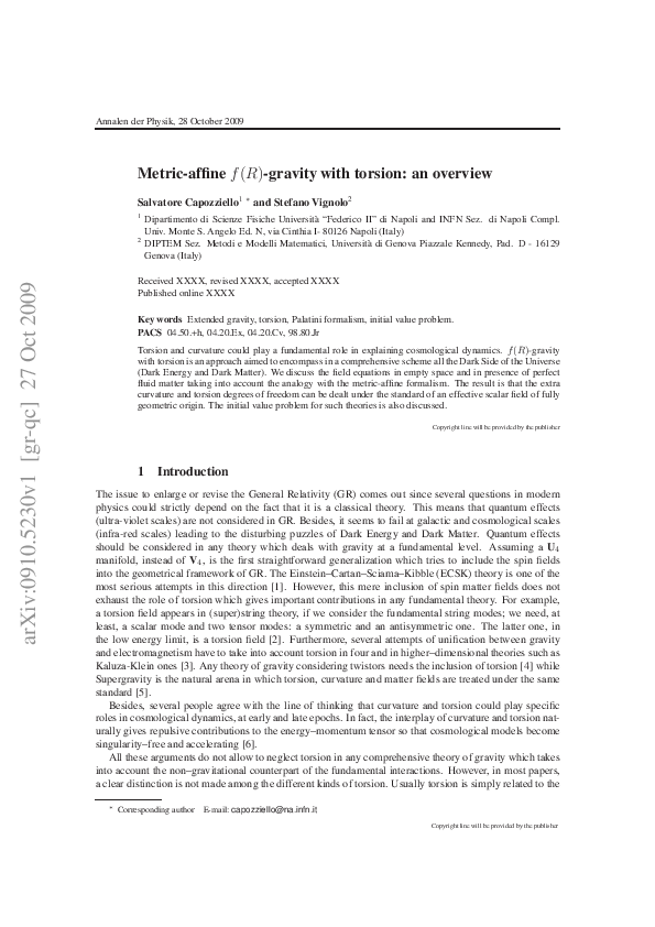 (PDF) Metric-affine f(R)-gravity with torsion: an overview
