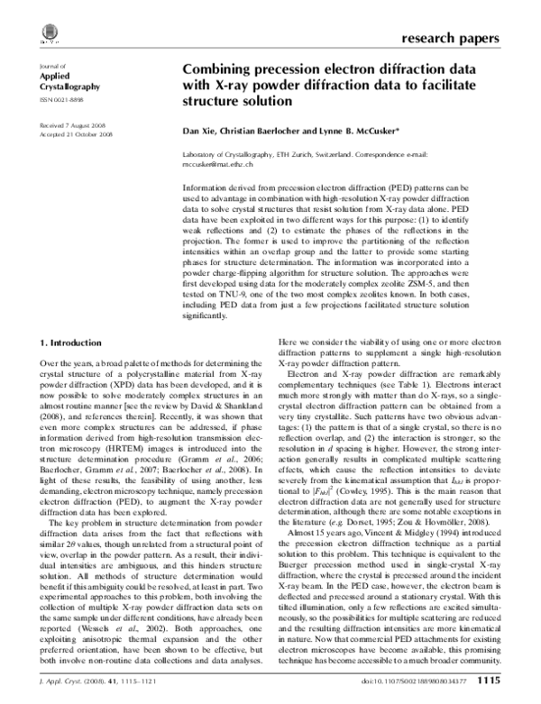 Pdf Combining Precession Electron Diffraction Data With X Ray Powder