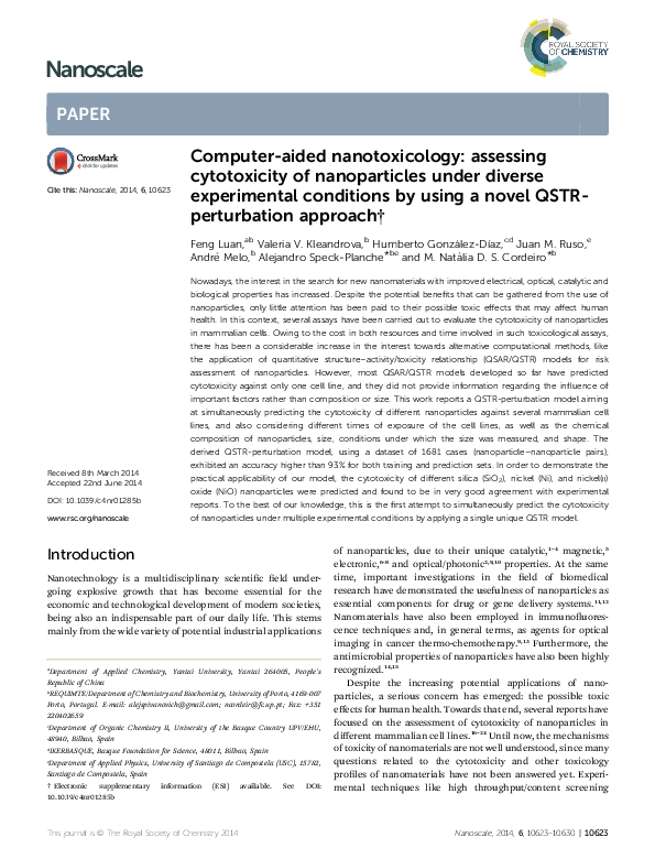 (PDF) Computer-aided nanotoxicology: assessing cytotoxicity of nanoparticles under diverse ...