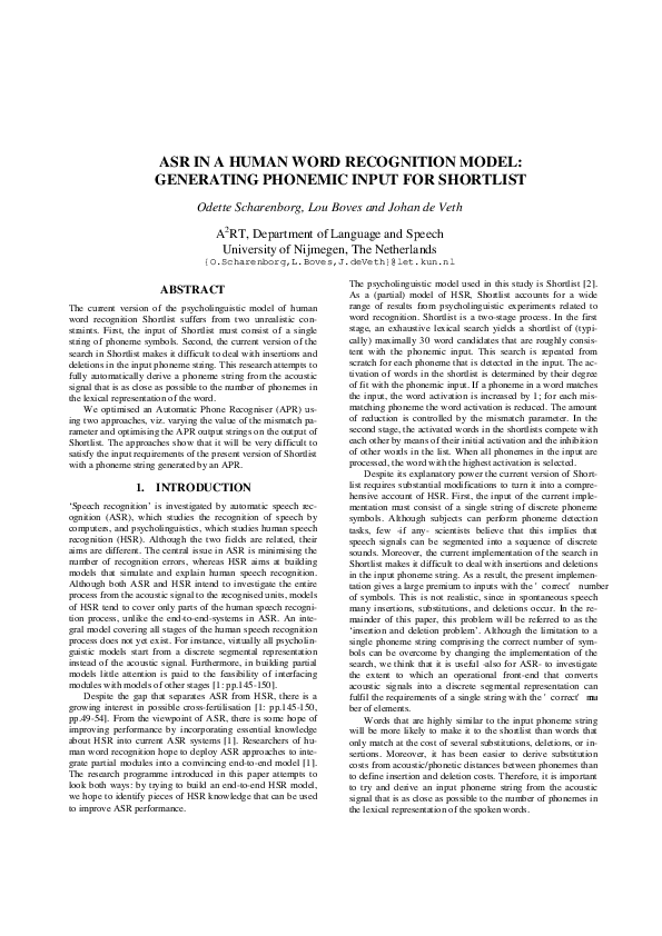(PDF) ASR in a human word recognition model: generating phonemic input ...