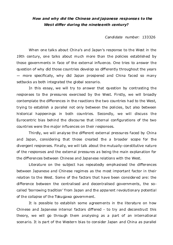 (DOC) How and why did the Chinese and Japanese responses to the West ...