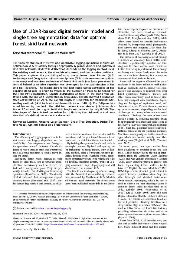 Pdf Use Of Lidar Based Digital Terrain Model And Single Tree Segmentation Data For Optimal