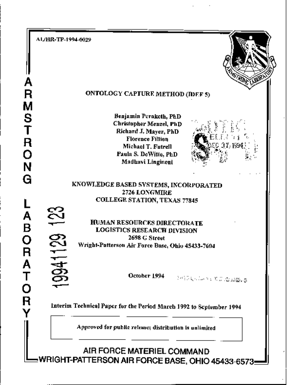 (PDF) Ontology Capture Method (IDEF5)