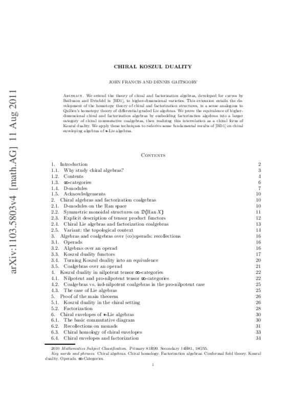 (PDF) Chiral Koszul duality