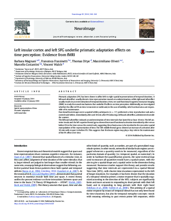 (PDF) Left insular cortex and left SFG underlie prismatic adaptation ...