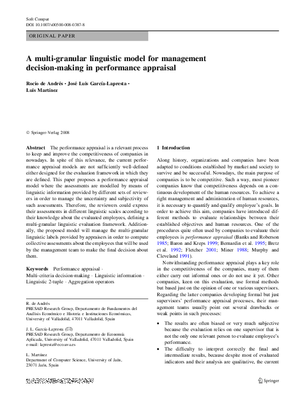 (PDF) A multi-granular linguistic model for management decision-making in performance appraisal