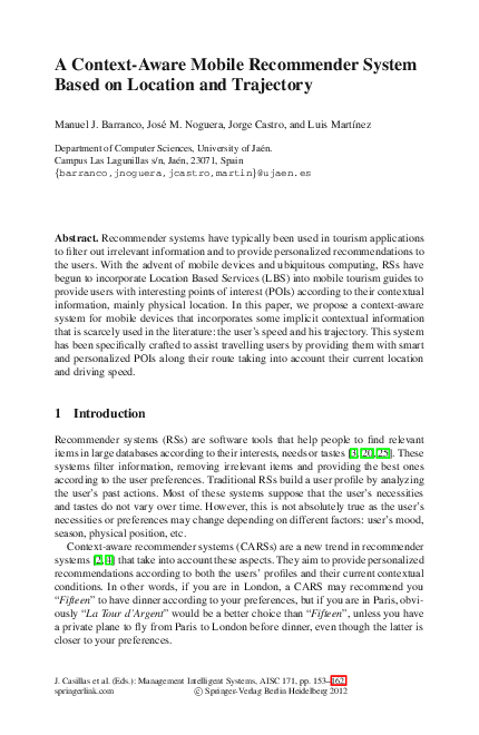(PDF) A Context-Aware Mobile Recommender System Based on Location and Trajectory