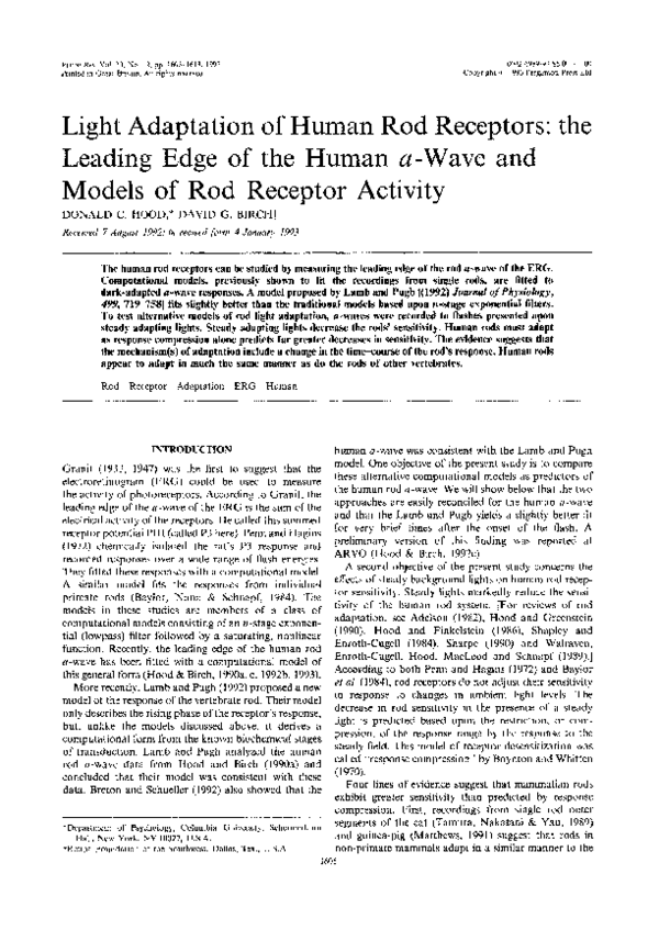 (PDF) Light adaptation of human rod receptors: the leading edge of the ...