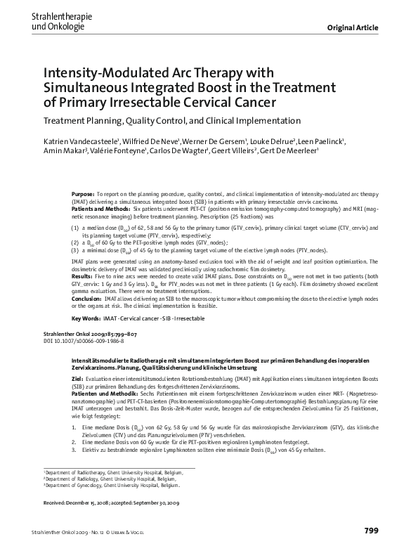 (PDF) Intensity-Modulated Arc Therapy with Simultaneous Integrated ...