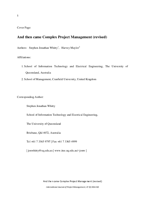 (PDF) And then came Complex Project Management (revised)