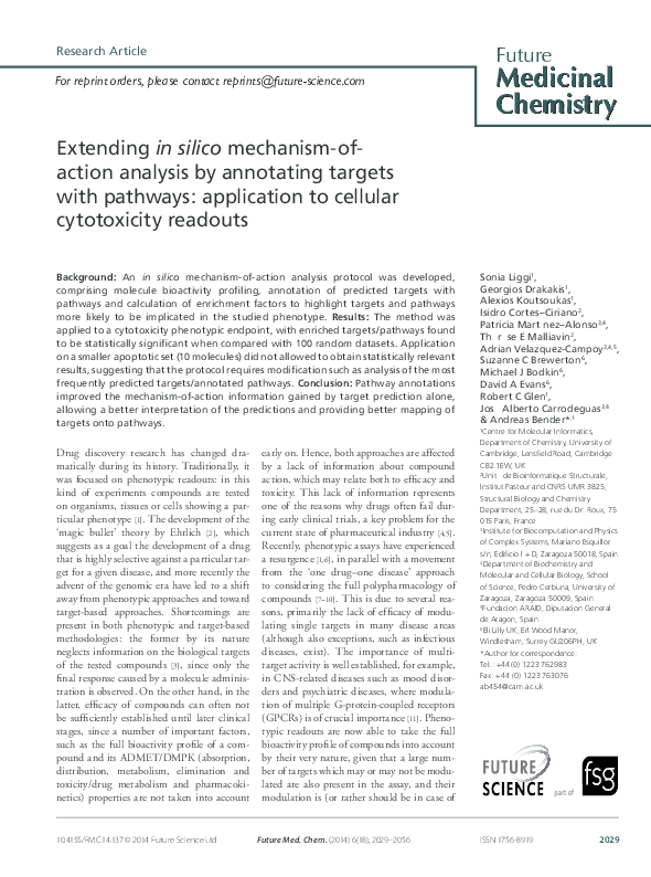 (PDF) Extending in silico mechanism-of-action analysis by annotating targets with pathways ...